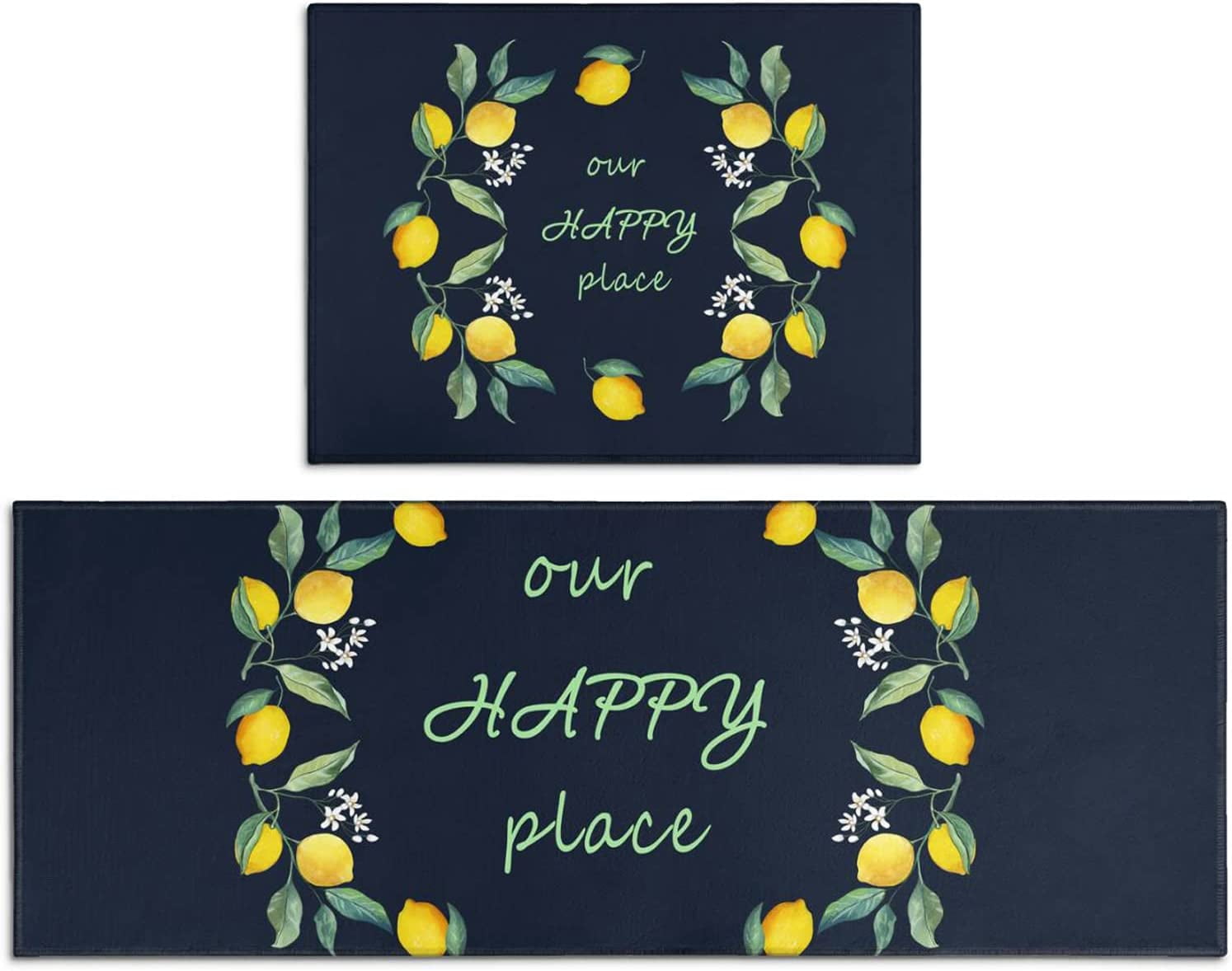 Xsinufn Lemon Kitchen Rugs Set 2 Piece Colorful Spring/Summer Lemon ...