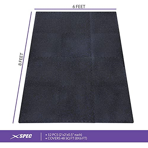 Xspec 1/2" Thick 48 sq ft (12 Tiles) Interlocking Rubber Top EVA Foam ...