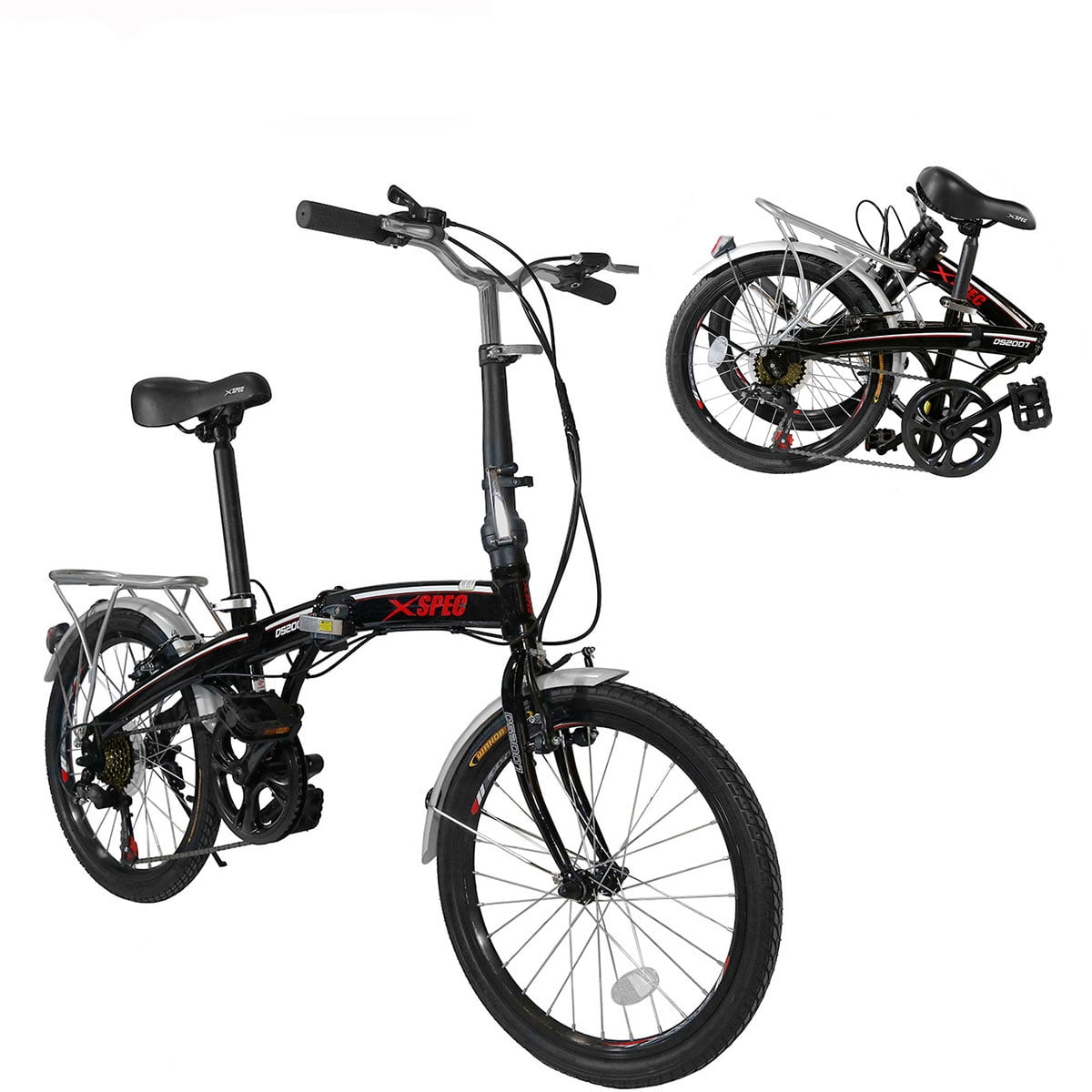 "Xspec 20"" Adults Bicycle - 7 Speed Folding Compact City Commuter Bike ...