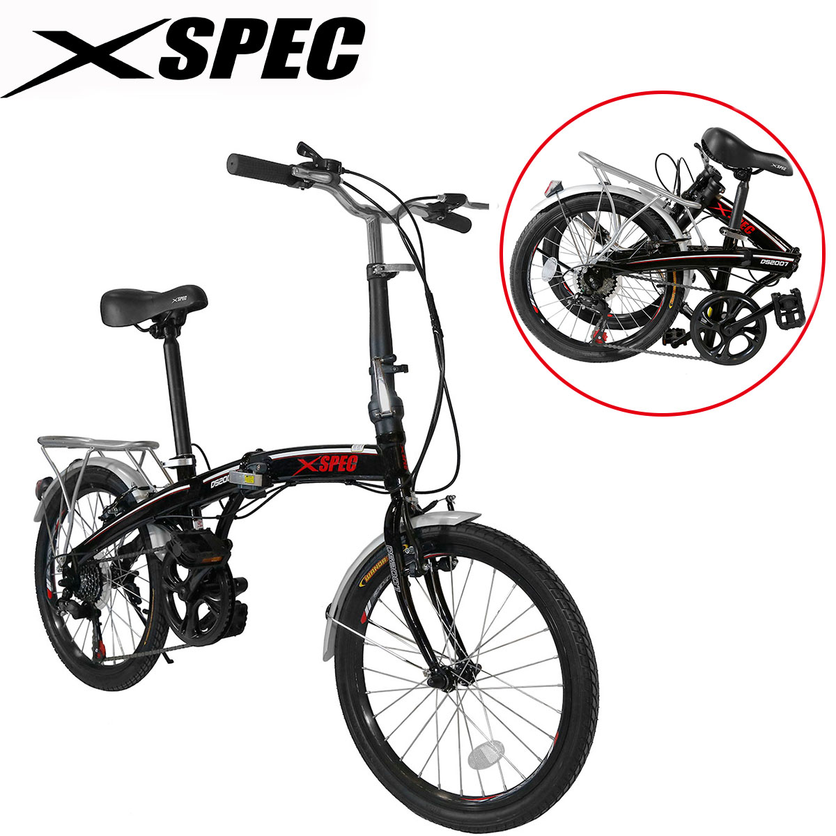 Xspec 20" 7 Speed City Folding Compact Bike Bicycle Urban Commuter ...