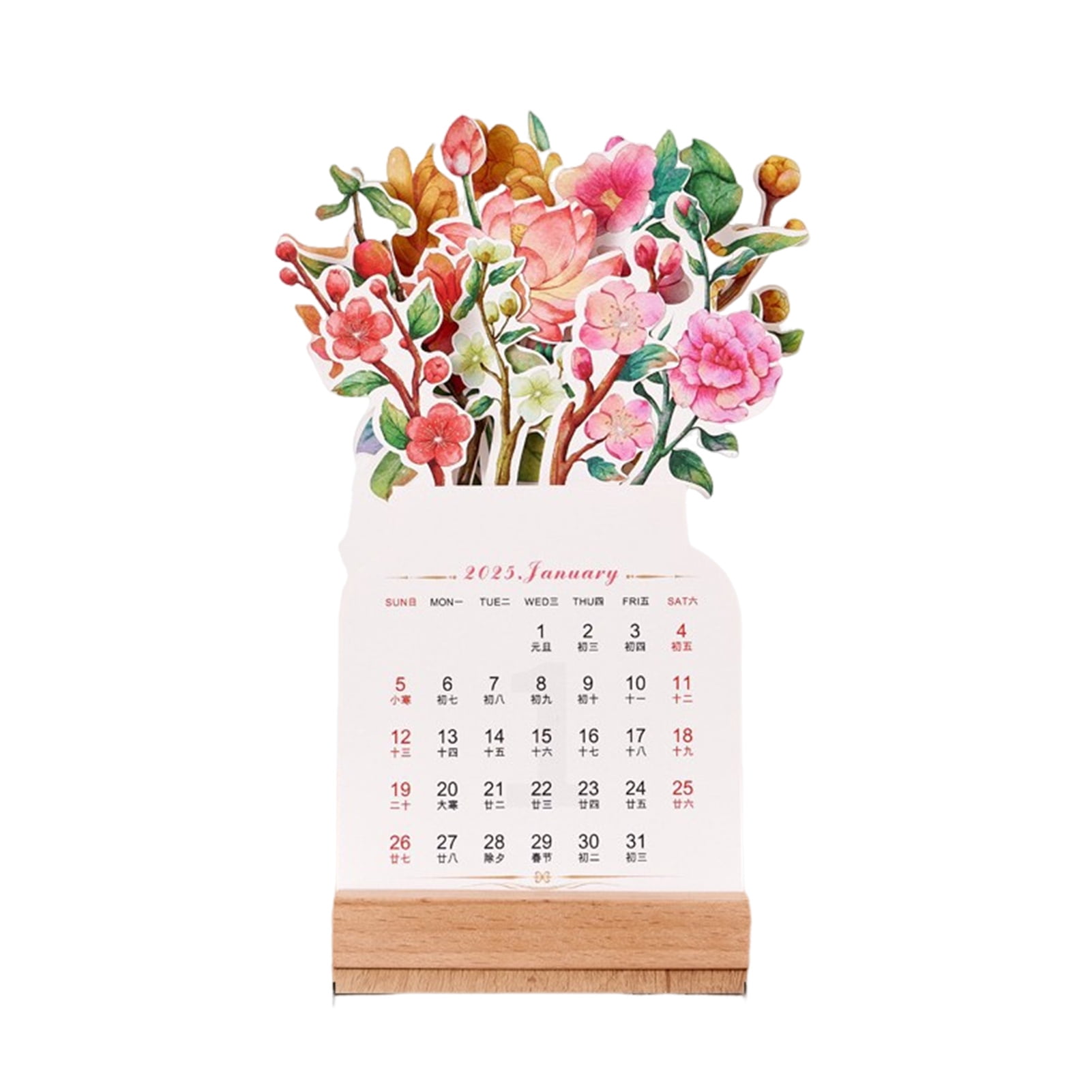 Xssm 2025 Blooming Flowers Calendar, Standing Flower Desk Calendar with ...