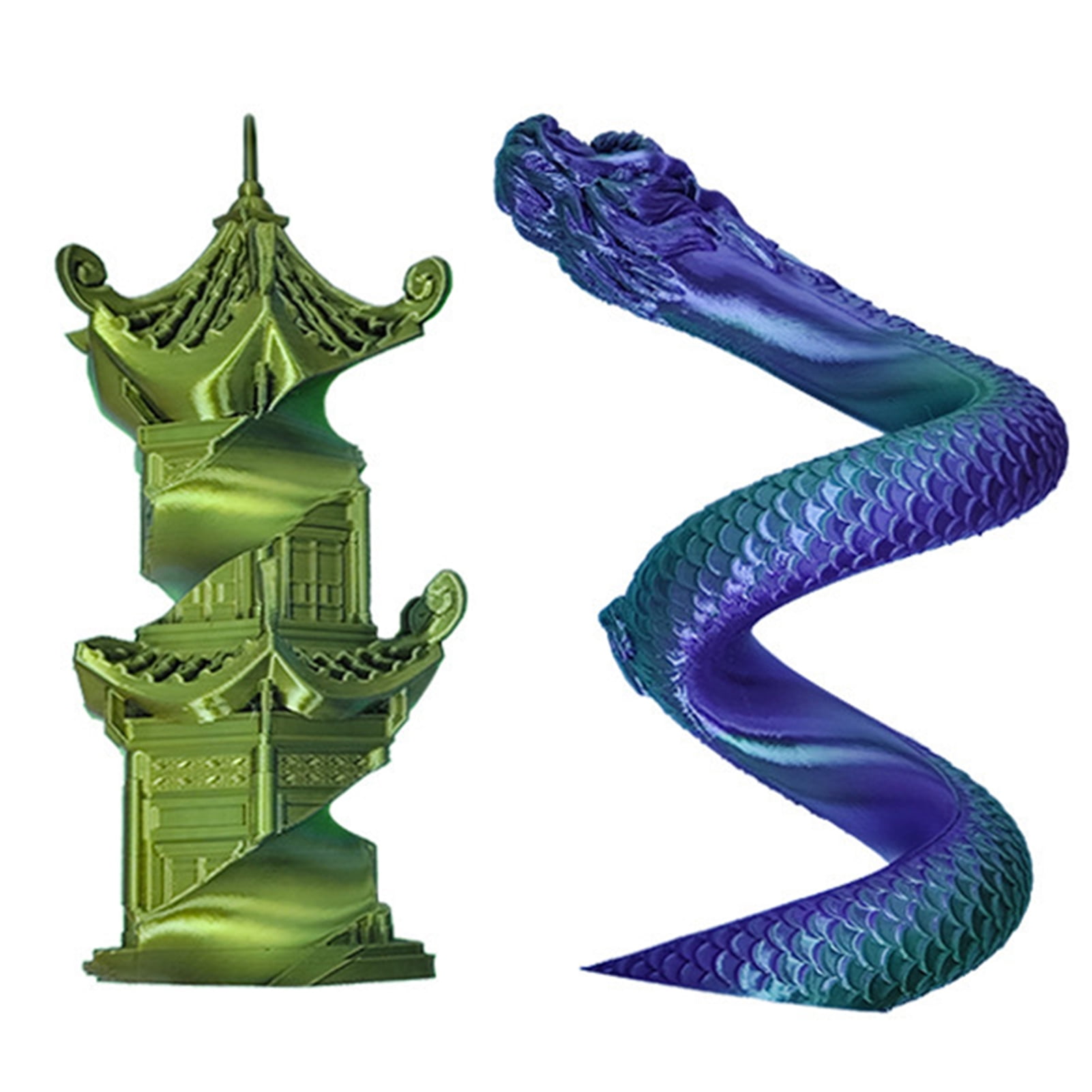 Xssm 3D Printed Swirl Loong Toy, Coiling Tower Chinese Dragon Figurine ...