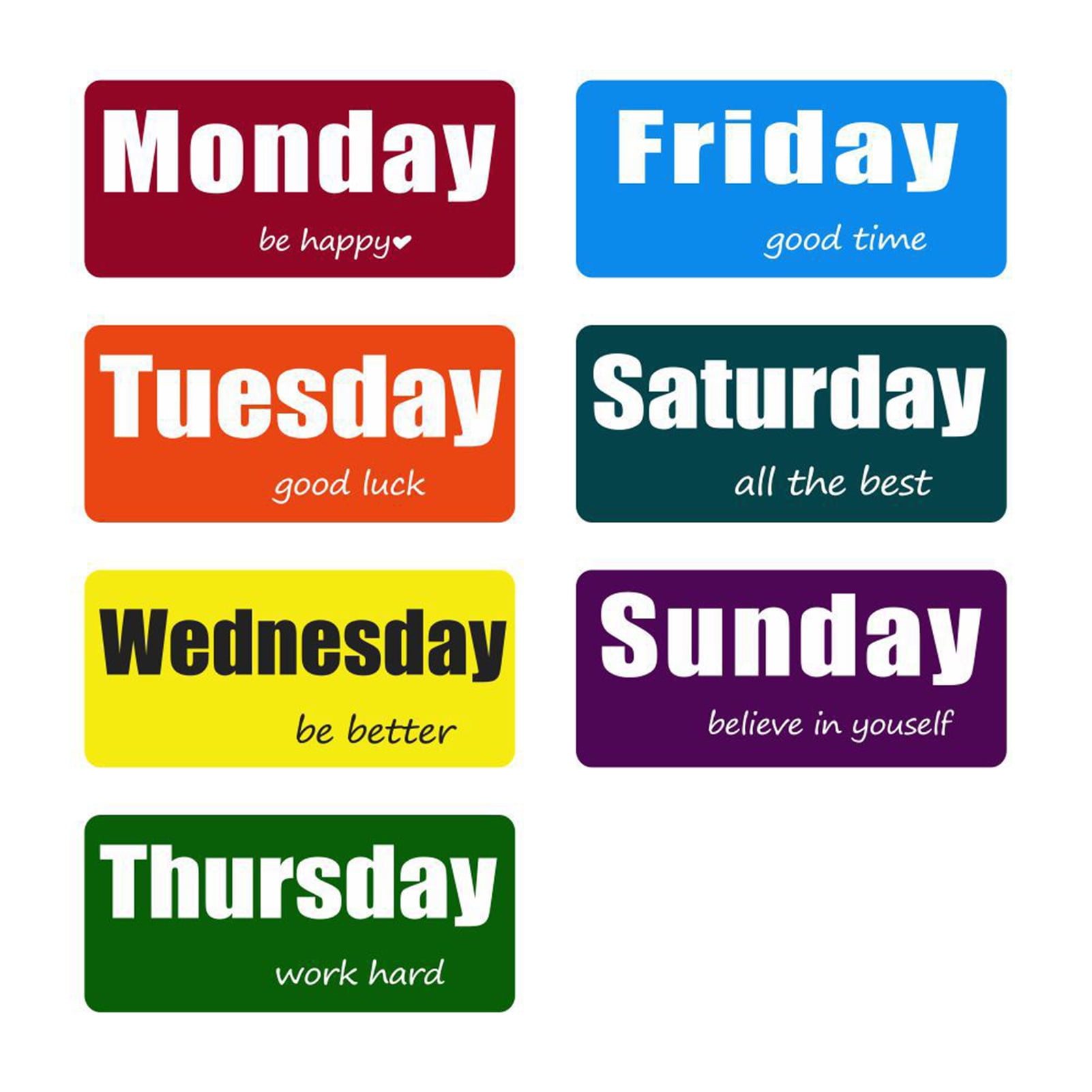 Xssm 7Pcs/Set Days of Week Fridge Magnet - Colorful Weekday Weekend ...