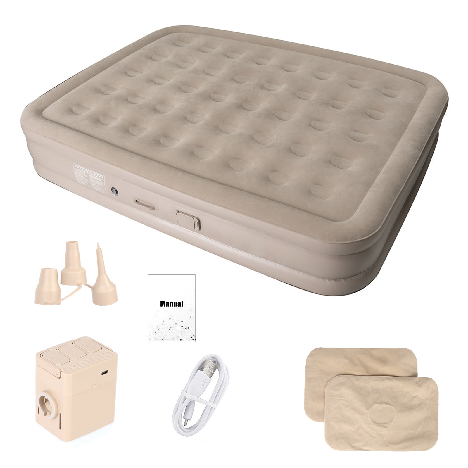 Xssm Air Mattress Queen Size Inflatable Airbed with Built-in Pump for ...