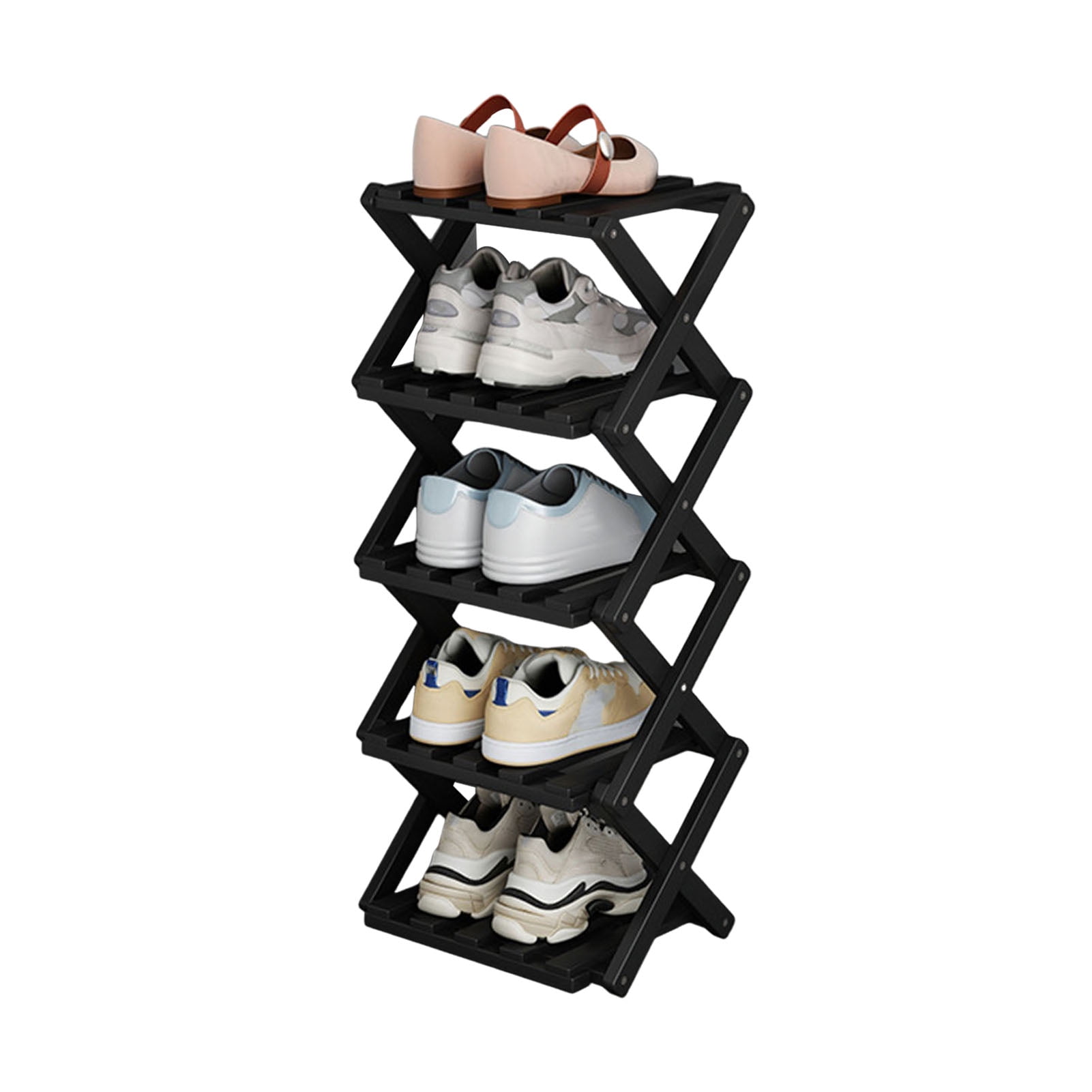 Xssm Bamboo Foldable Shoes Organizer – Storage Shelf, Strong Load ...