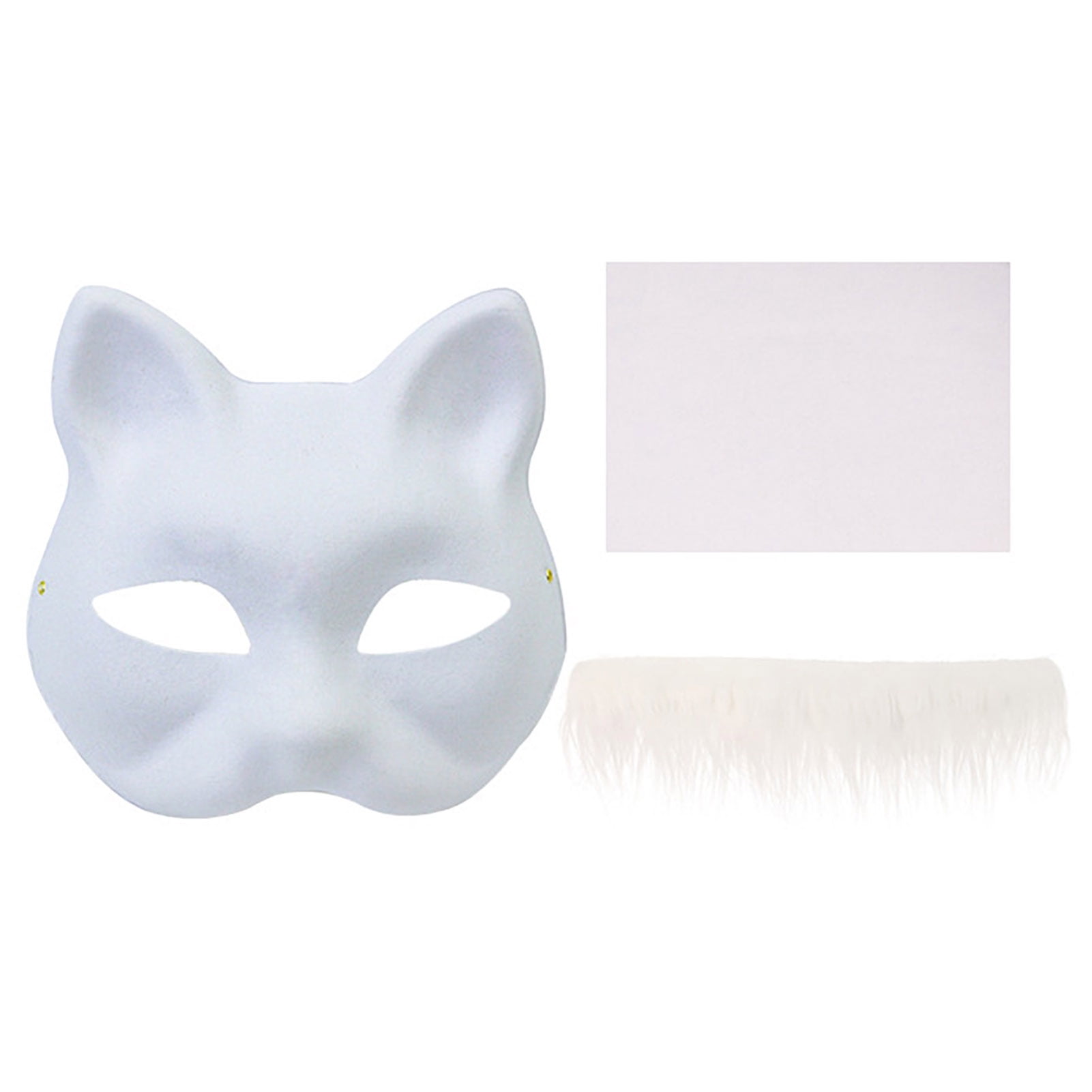 Xssm Cat Masque DIY Set – White Paper Cat Masque with Eye Mesh, Faux ...
