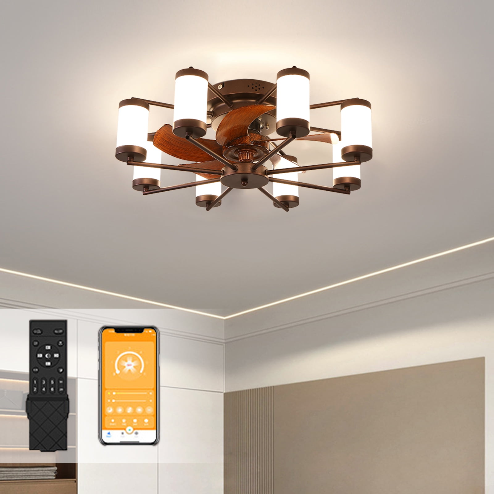 Xssm Ceiling Fans with Lights - Modern Flush Mount Low Profile Indoor ...