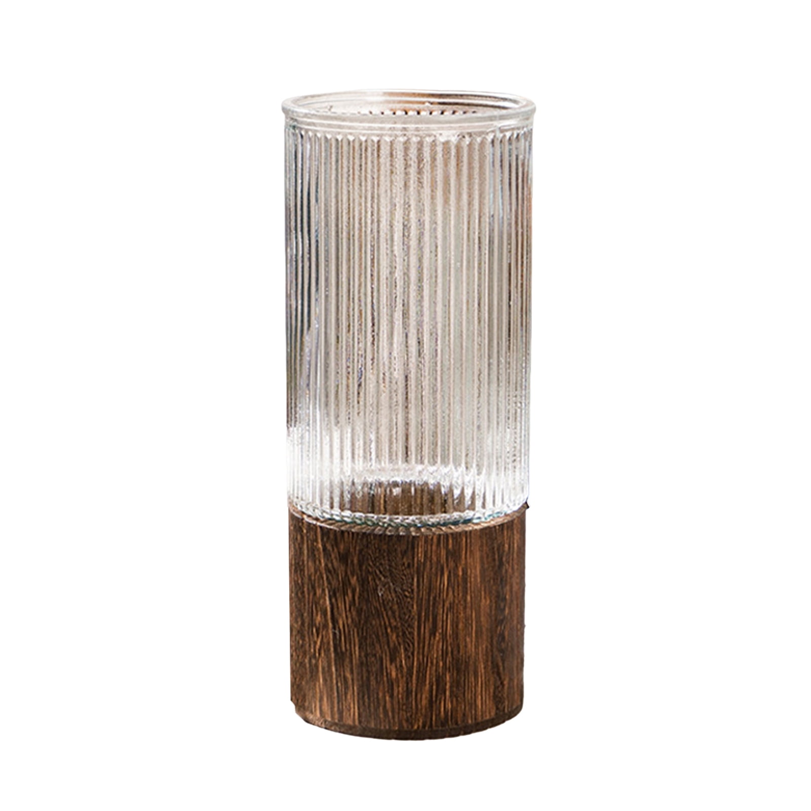 Xssm Clear Glass Cylinder Flower Vase – Wooden Base, Rustic Wedding ...