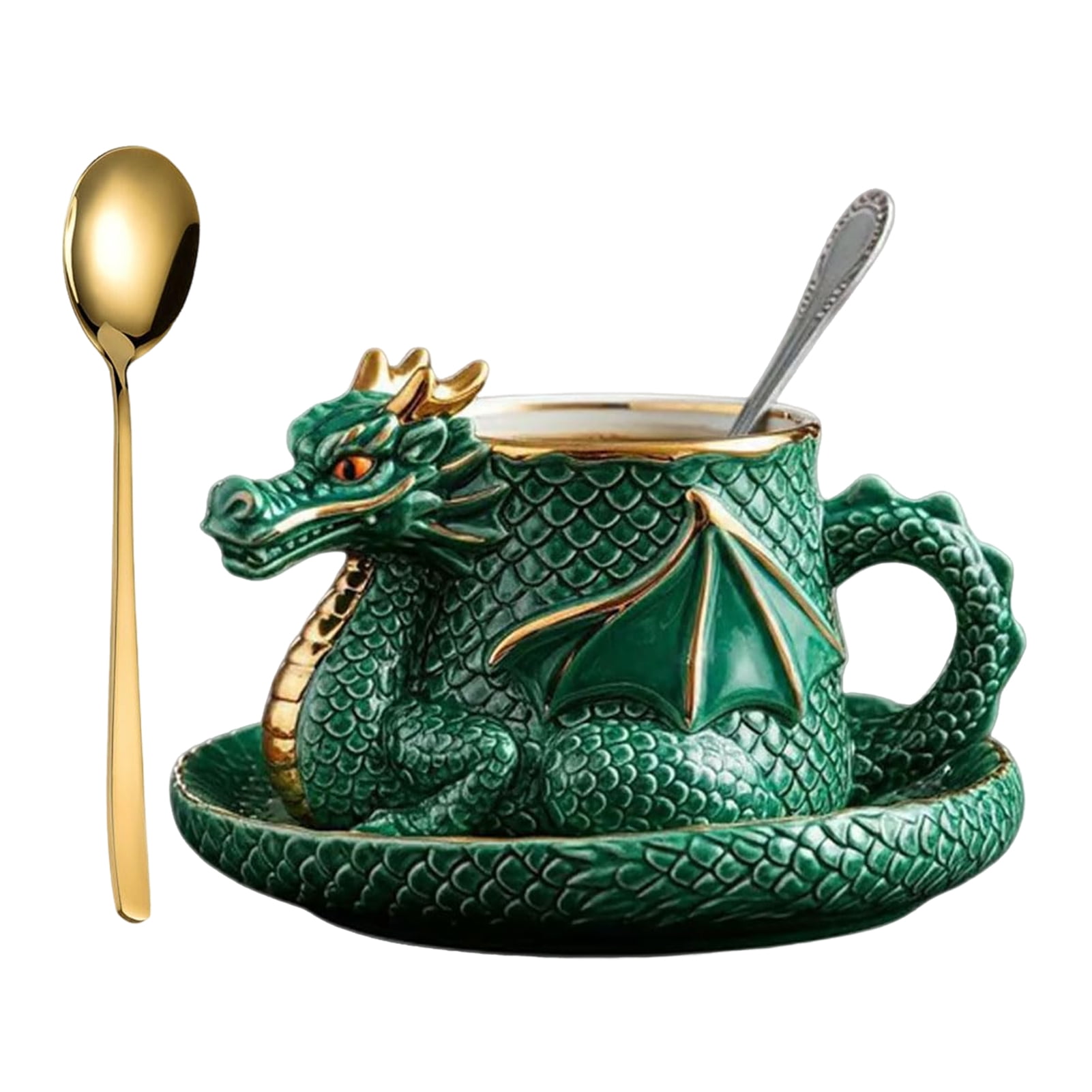 Xssm Dragon Shaped Coffee Cup – Handmade Resin Coffee Mug, Collectible Dragon Themed Mythical ...