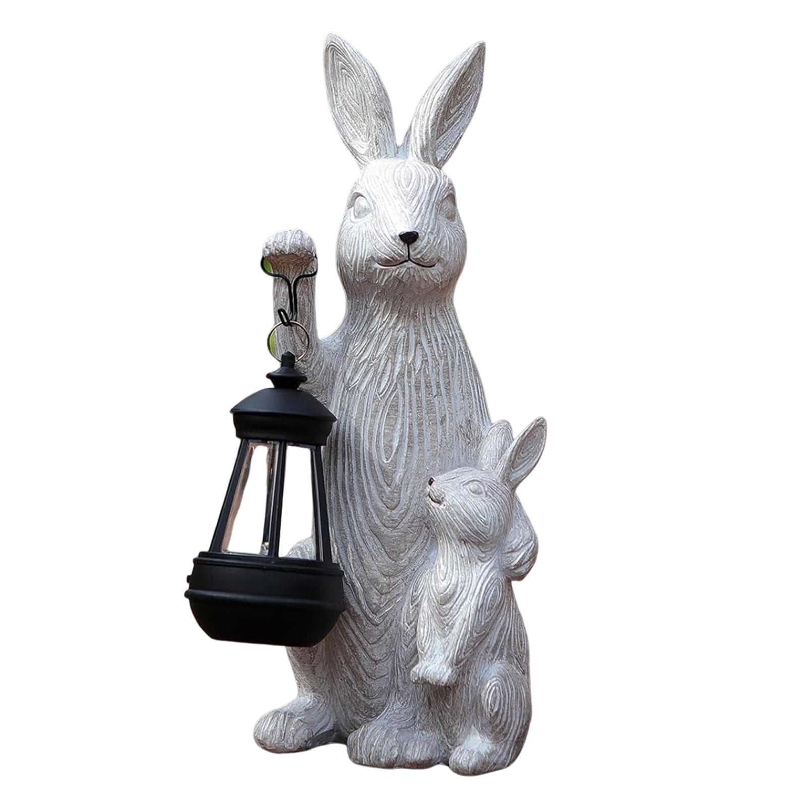 Xssm Garden Solar Rabbit Statue with Lantern – LED Lighted Outdoor ...
