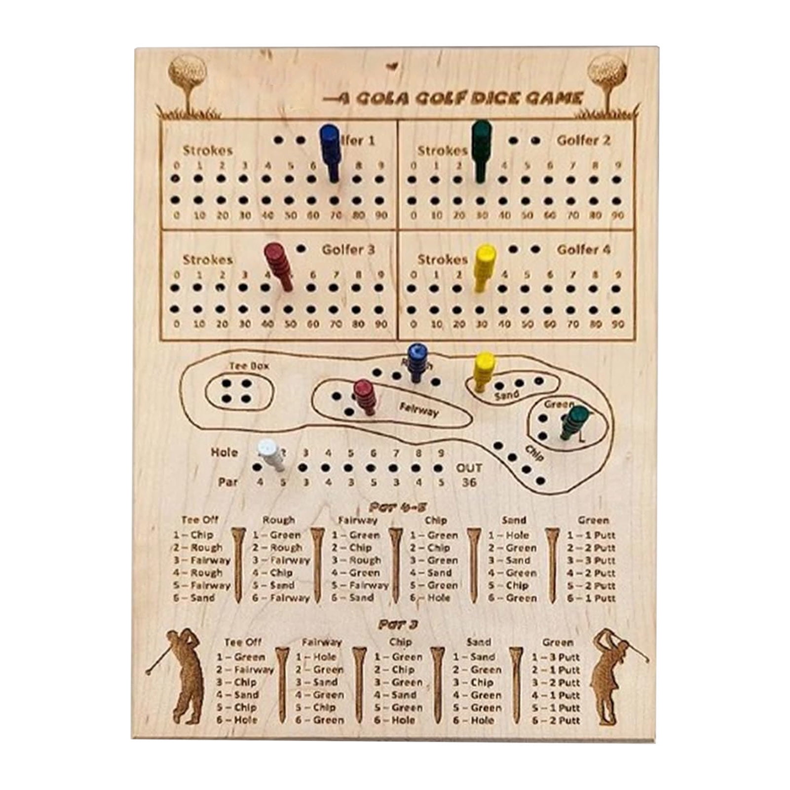 Xssm Golf Dice Game Set – Wooden Golf Game Board with Dice, Portable ...