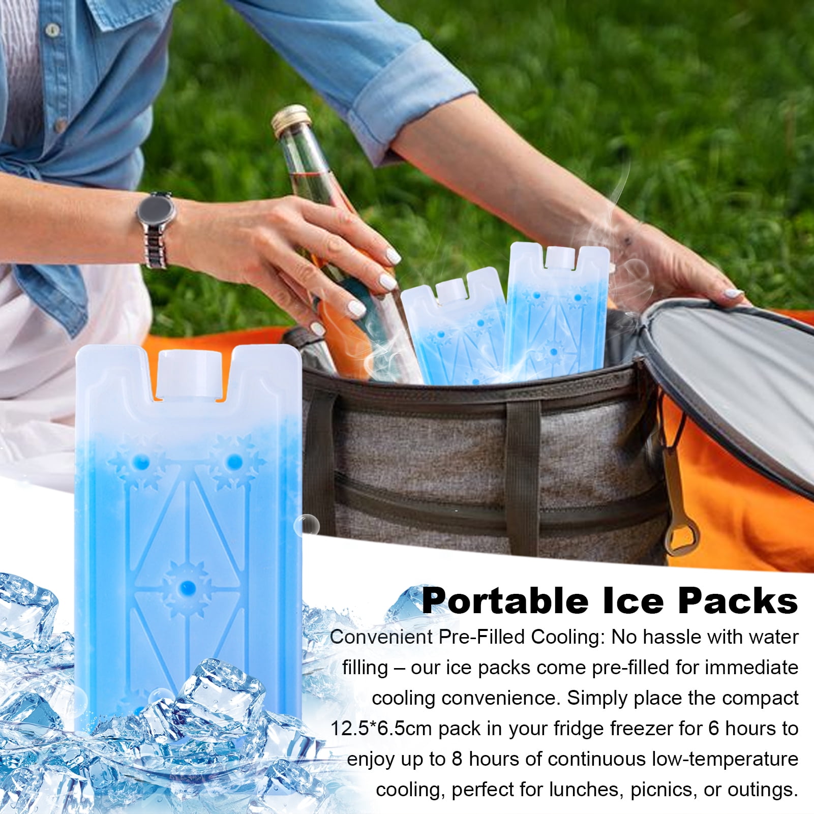 Xssm Ice Packs for Lunch Boxes Coolers - Leak-Proof, Quick Freeze ...