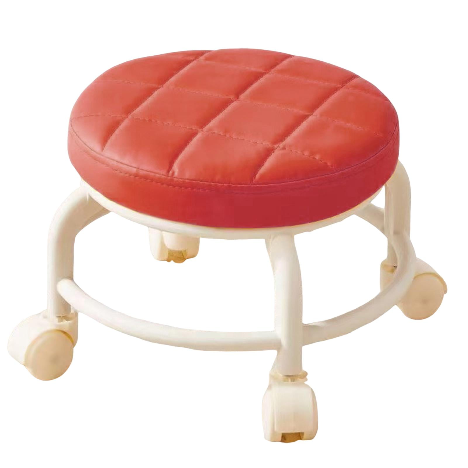 Xssm Low Rolling Stool – with 360 Degrees Swivel Wheels, Faux Leather ...