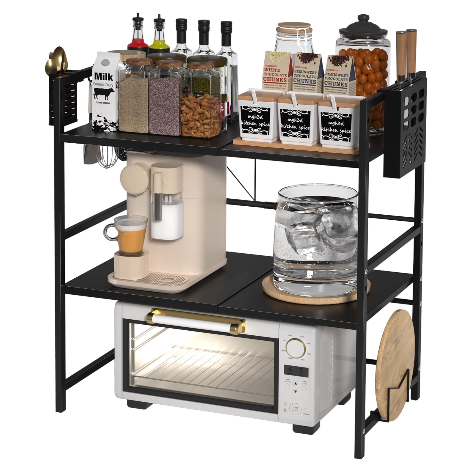 Xssm Microwave Oven Rack 3-Tier Baker's Rack Extendable Kitchen ...