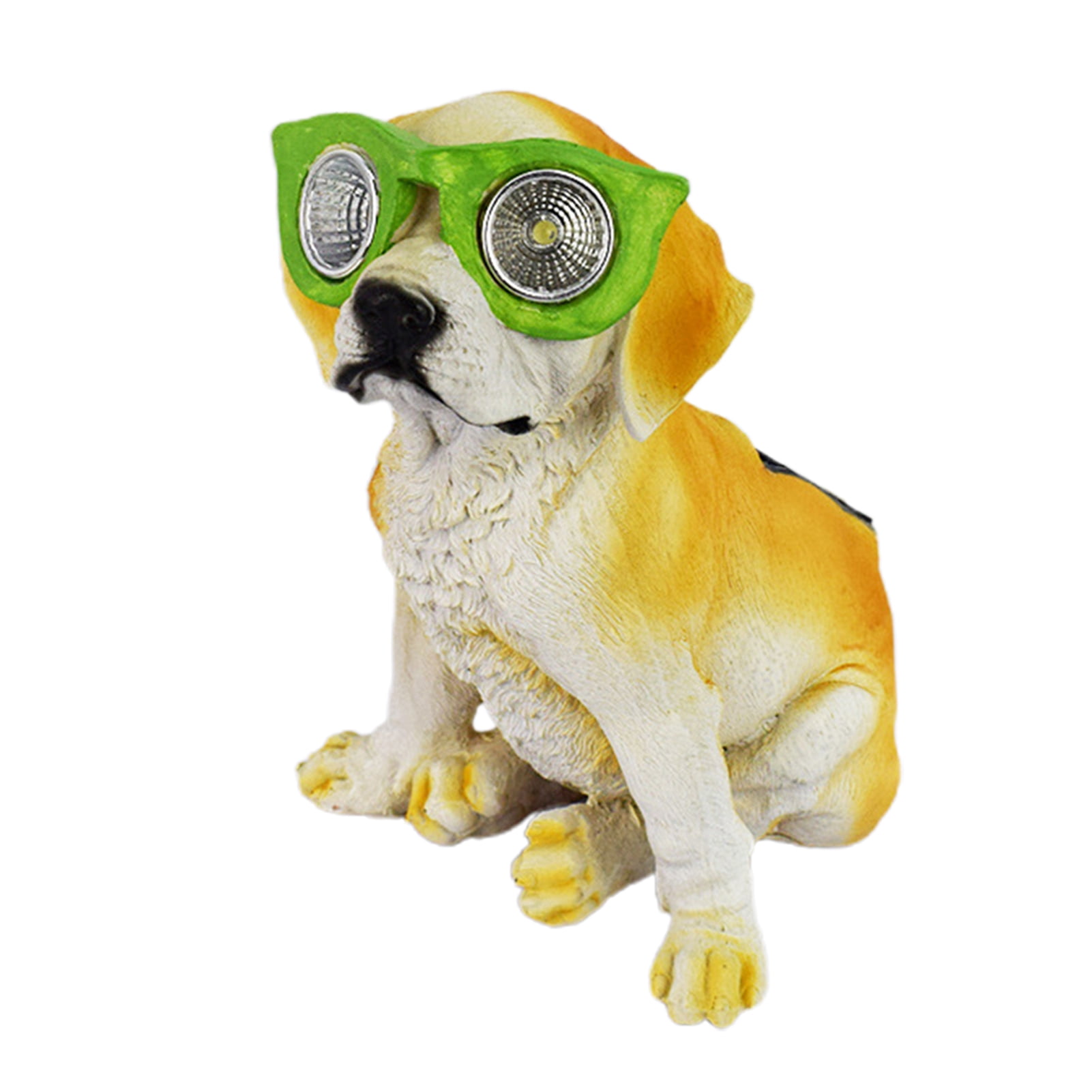 Xssm Solar Dog Statue with Glasses – Resin Puppy Solar Lamp, Garden ...