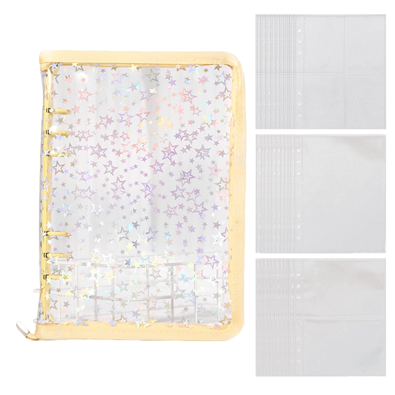 Xssm Sticker Organizer Binder - A5 Loose-leaf Book Shell, Glitter Cover, Adjustable Design ...