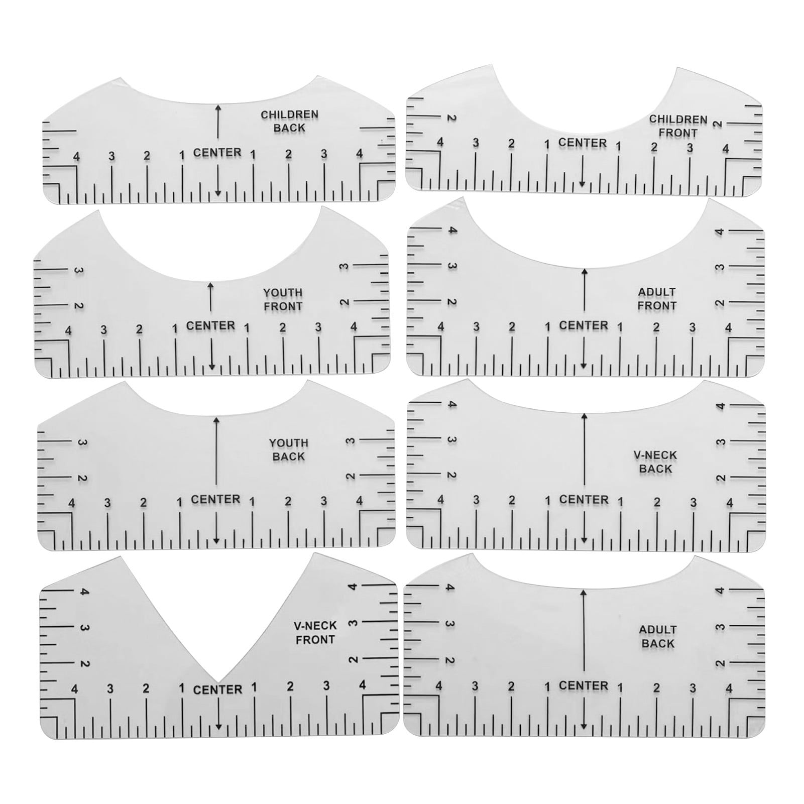 Xssm T-shirt Alignment Ruler Guide 8Pcs - Scale Numbers and Markings ...