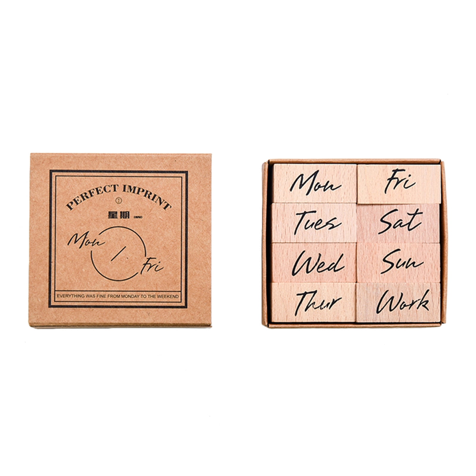 Xssm Vintage Wooden Stamp Set – Numbers, English Months Weeks, Reusable ...