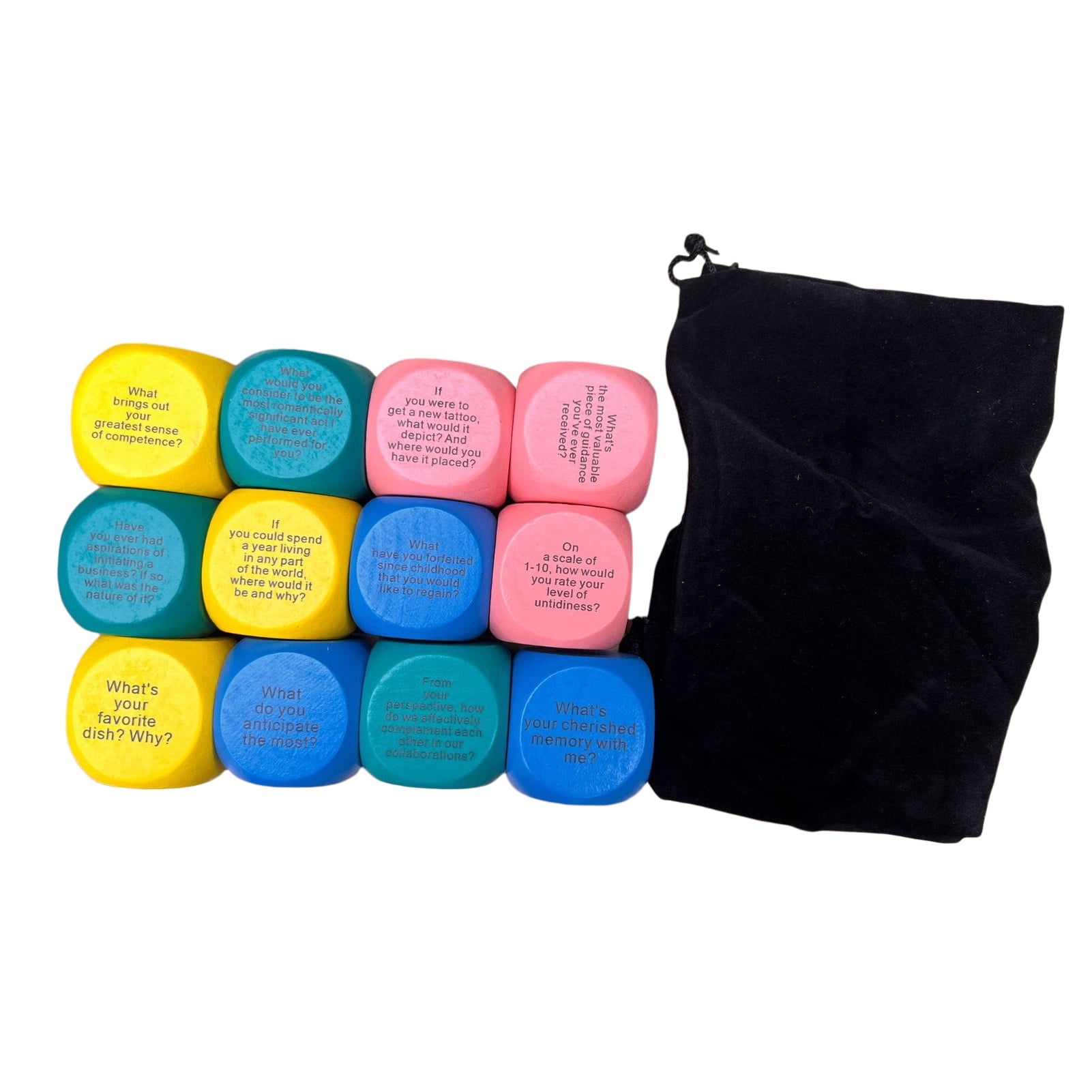 Xssm Wooden Question Dice, 12Pcs/Set, Heavy Duty Travel, Mini Quiz Dice ...