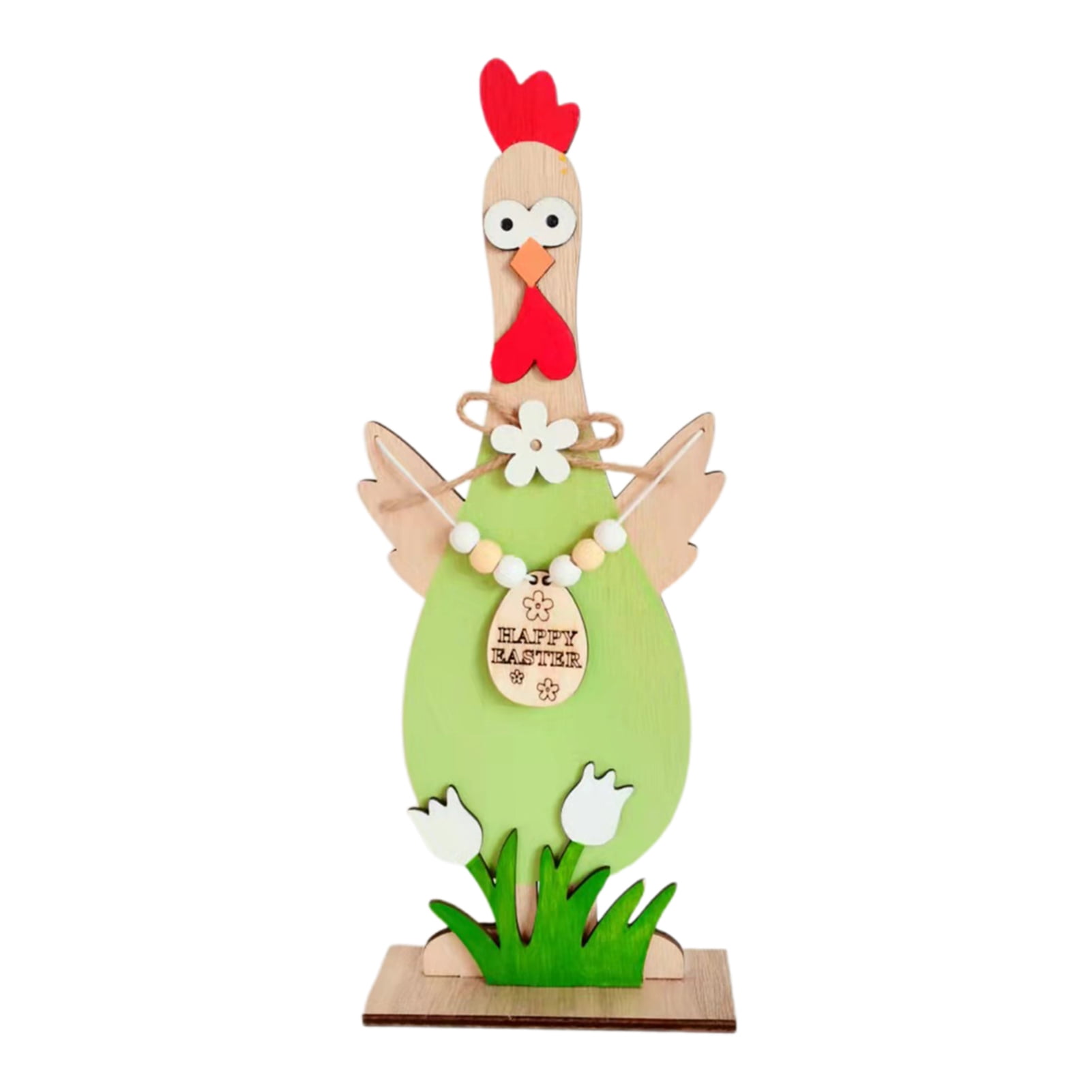 Xssm Wooden Rooster Ornament – Chicken Figurine with Flower Bow ...