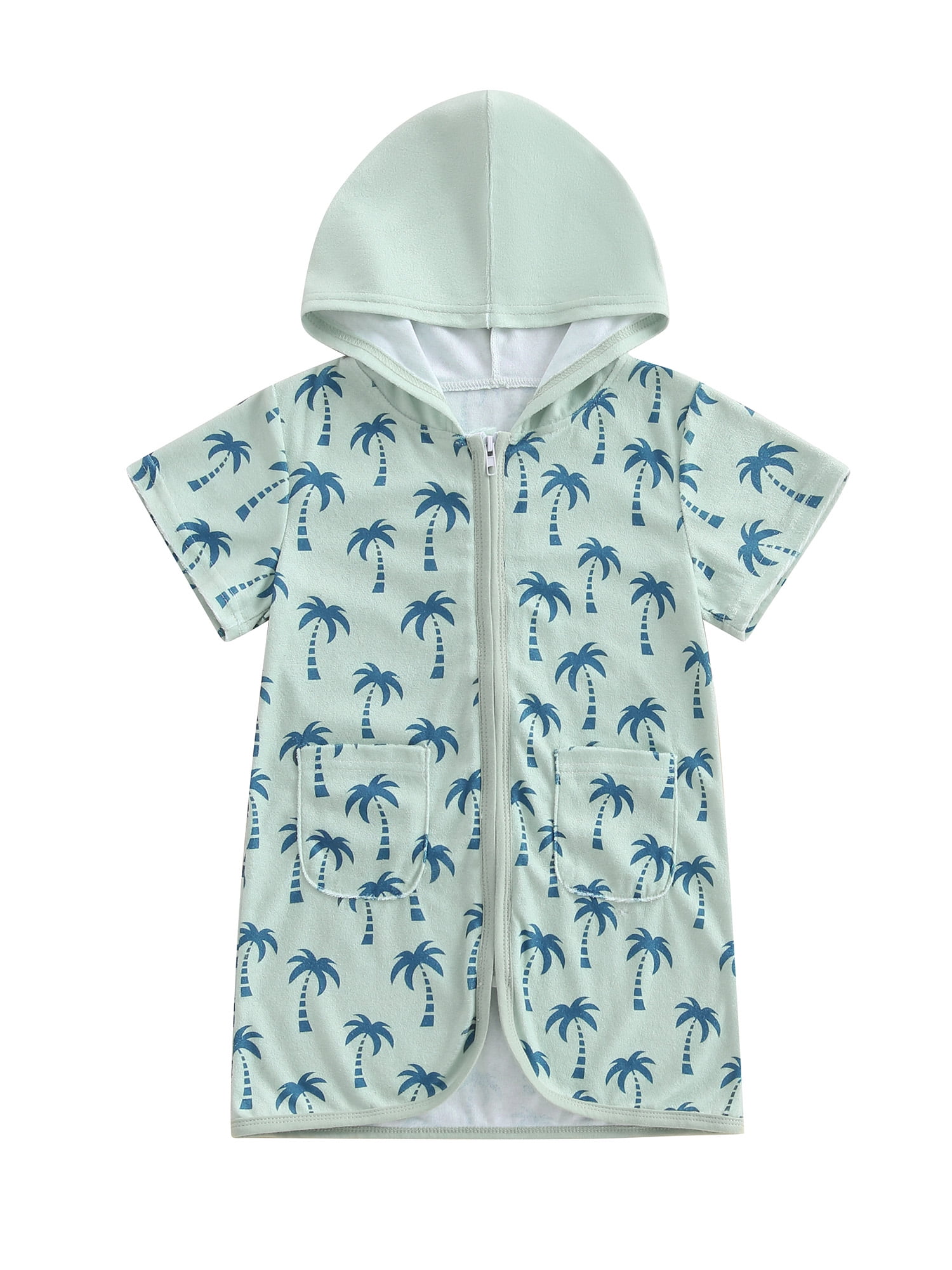 Xsylife Boys Swim Cover Up Zip Up Hooded Tree/Dinosaur Print Bathing ...