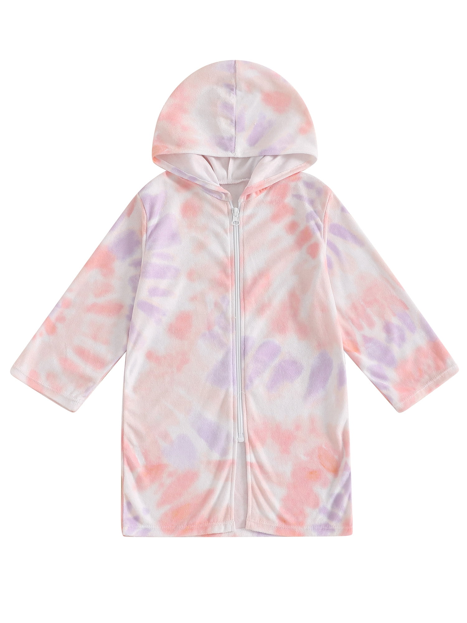 Xsylife Kids Hooded Beach Poncho Towels Rainbow Stripe/Tie Dye Loose ...