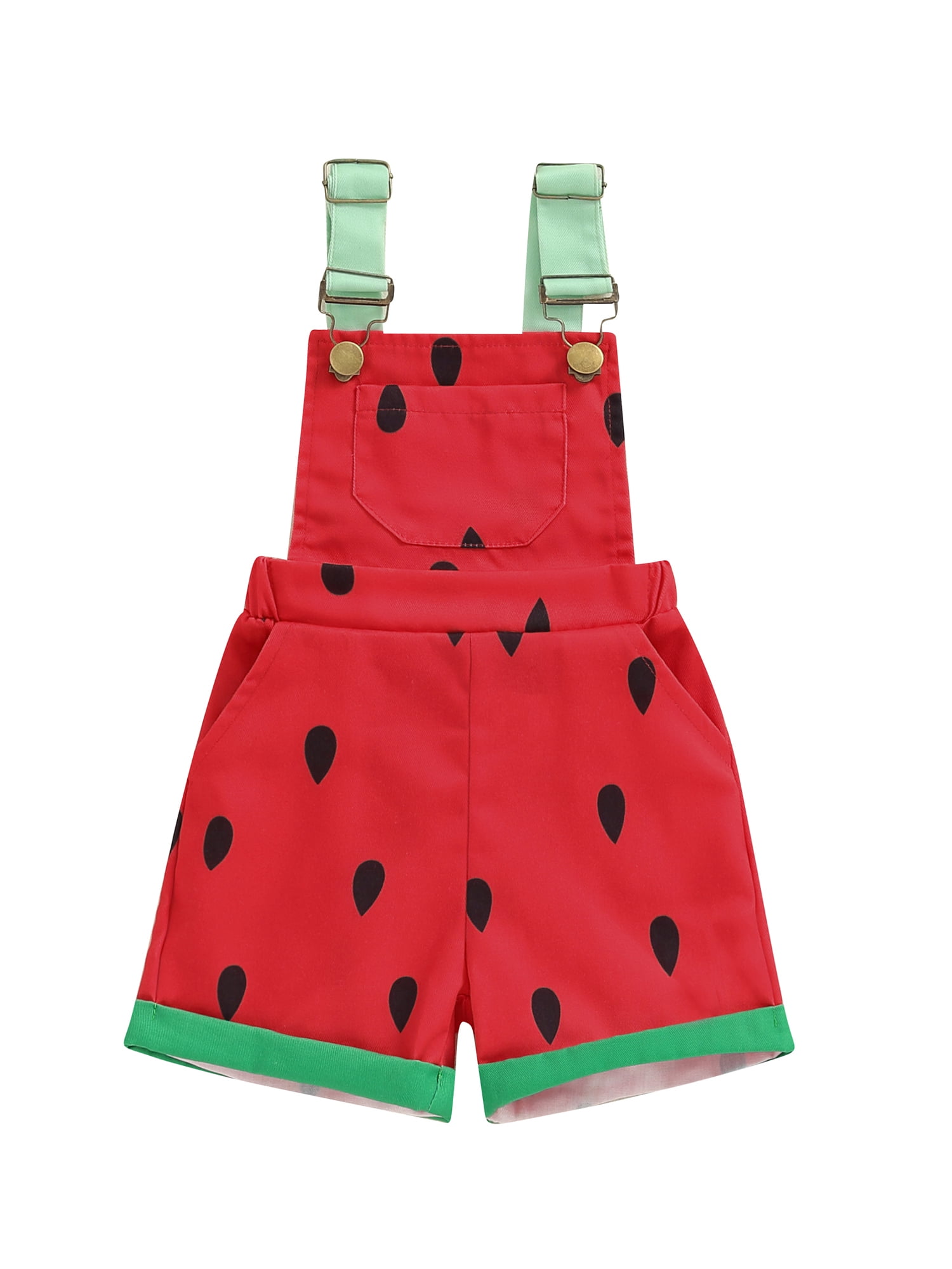 Xsylife Little Girl Watermelon Overalls Casual Square Neck Shorts ...