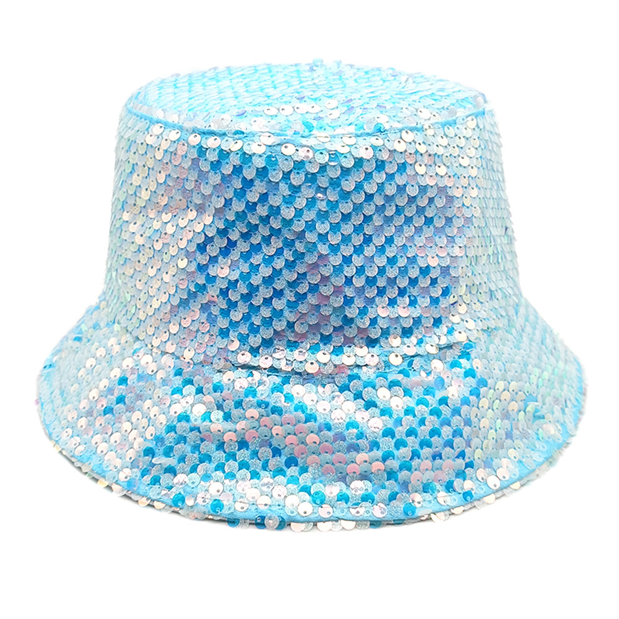 Xsylife Sequin Bucket Hats Reversible Holographic Fishermen Hats ...