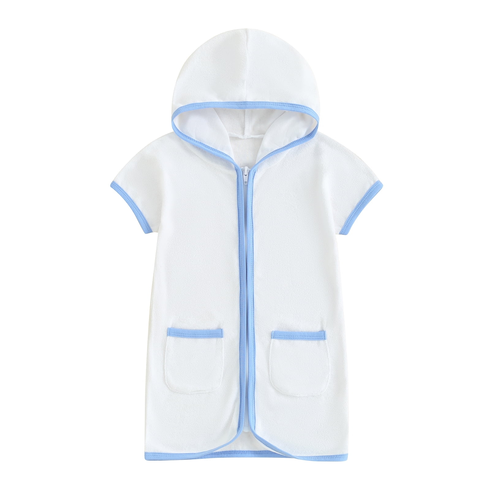 Xsylife Terry Cloth Swim Zip Up Hooded Bathing Suit Cover-Up, 2-3 Years ...