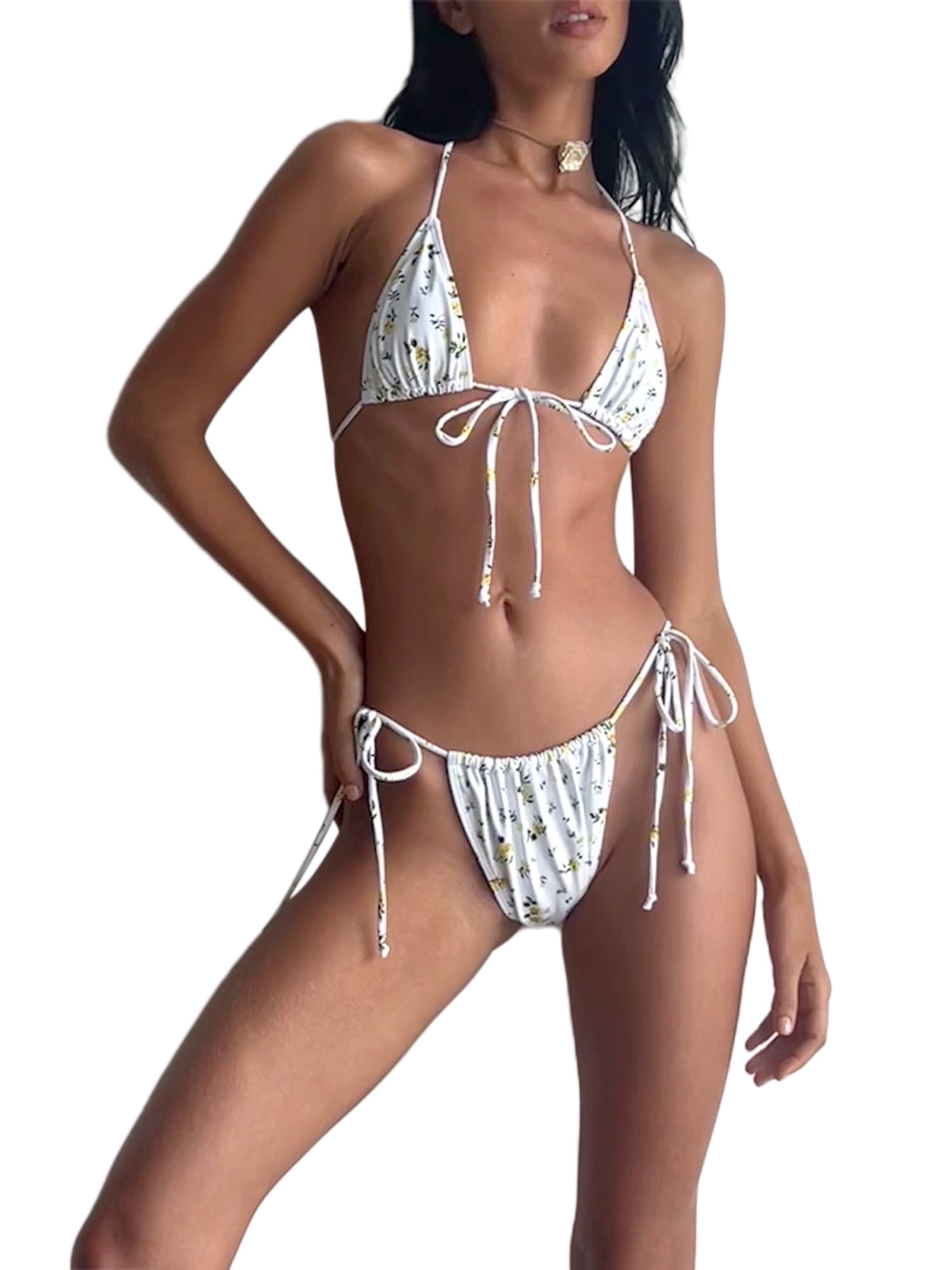 Xsylife Women S 2 Piece Bikini Swimsuits Halter Tie Side Triangle