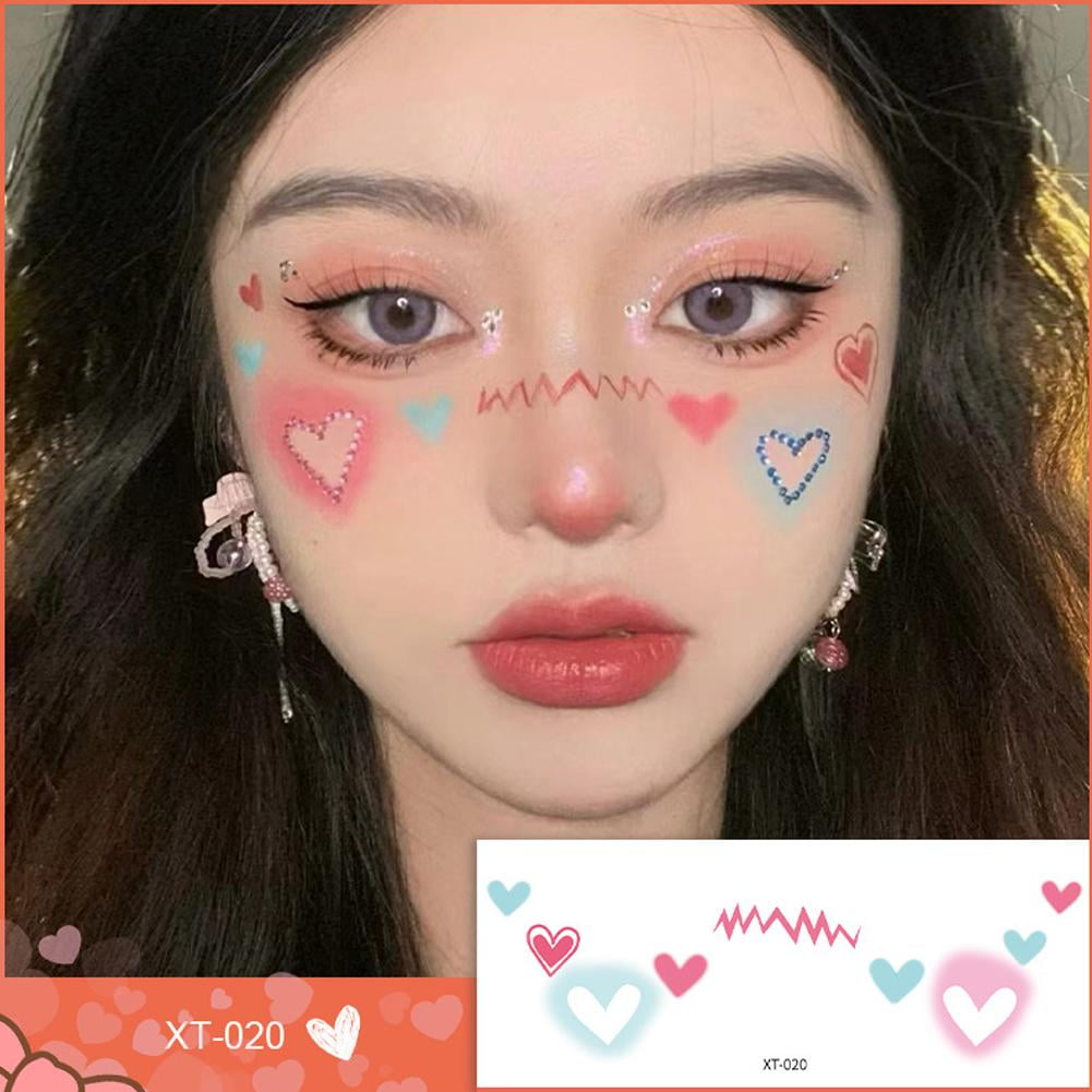 Xt-020 Cute Sweet Girl Makeup Face Stickers Star Love Blush Photo ...