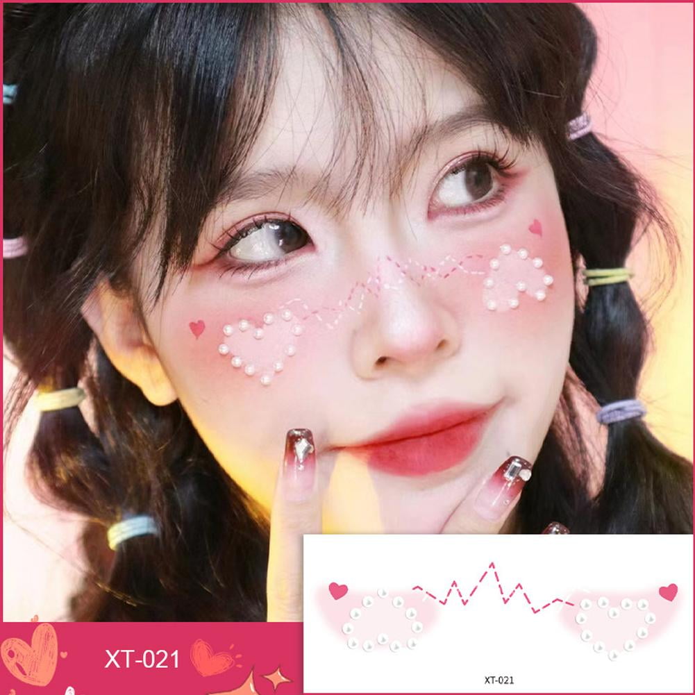 Xt-021 Cute Sweet Girl Makeup Face Stickers Star Love Blush Photo ...