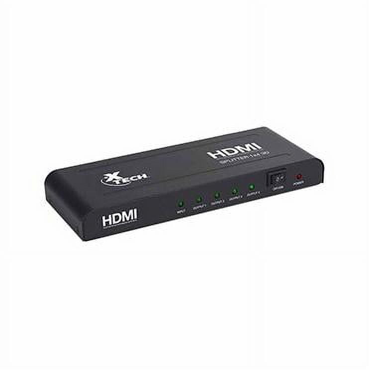 Xtech Americas HDMI Splitter Box- 1 HDMI In to Transfer 4 HDMI Displays Out- 4k Support, Full HD ...
