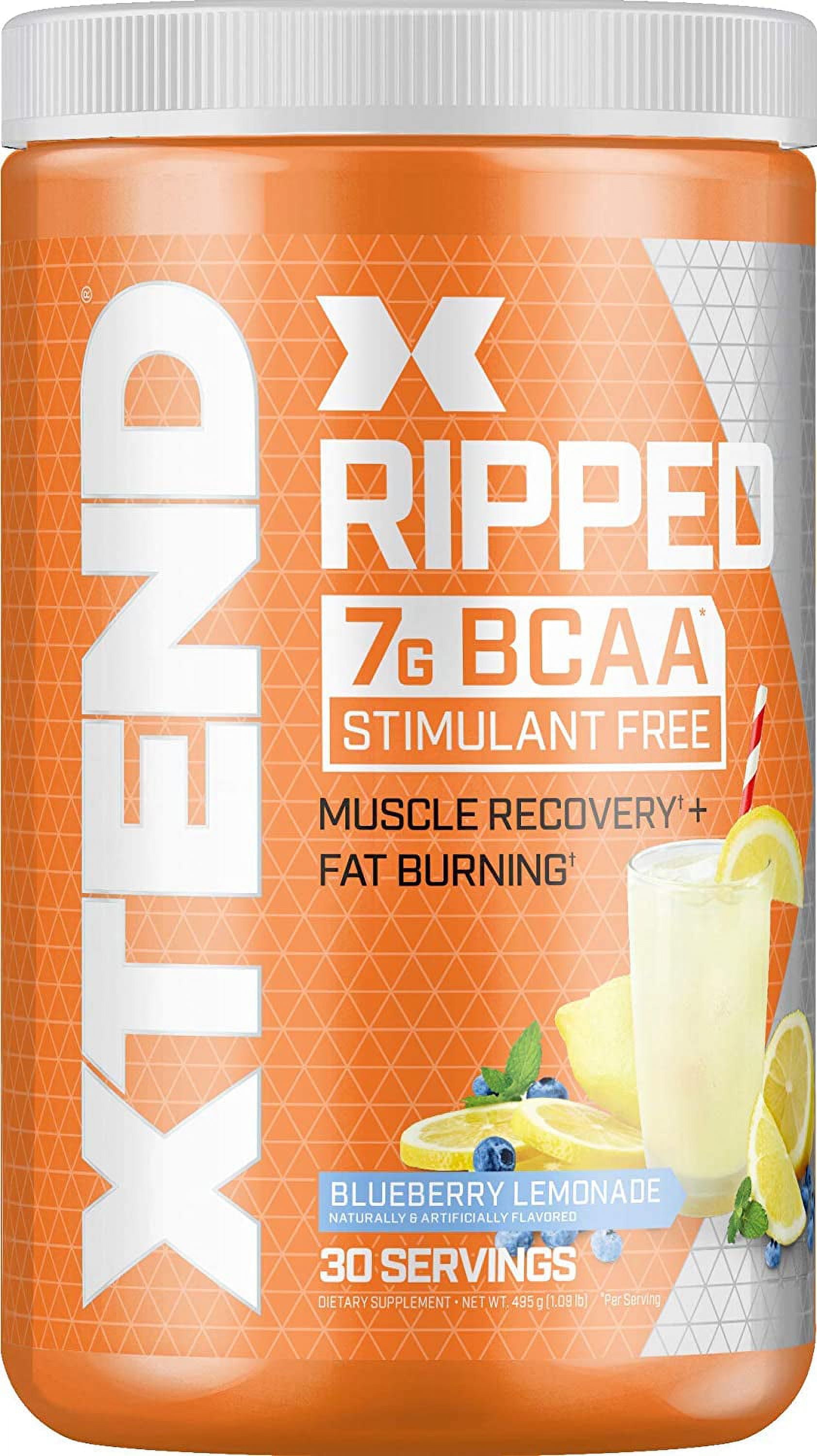 Xtend Flavored Ripped BCAA Powder - Blueberry Lemonade - 7g BCAAs - 30 ...