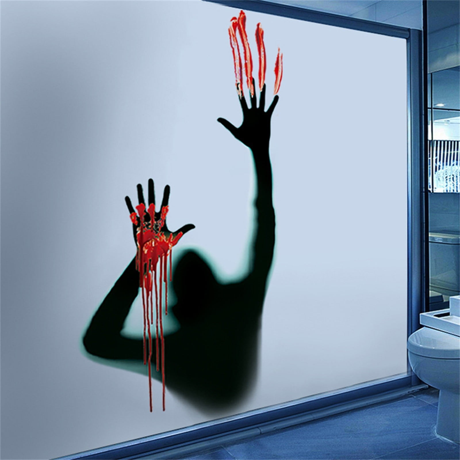 Xtnmypj Halloween Bloody Window Cling Horror Handprint Murderous Shadow ...
