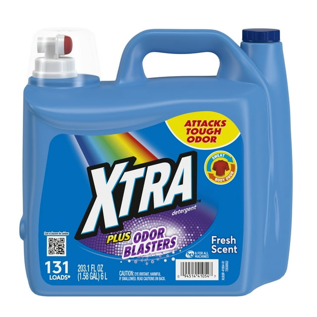 XTRA Laundry Detergent Liquid Plus Odor Blasters, 131 Loads, 203.1 Fl ...