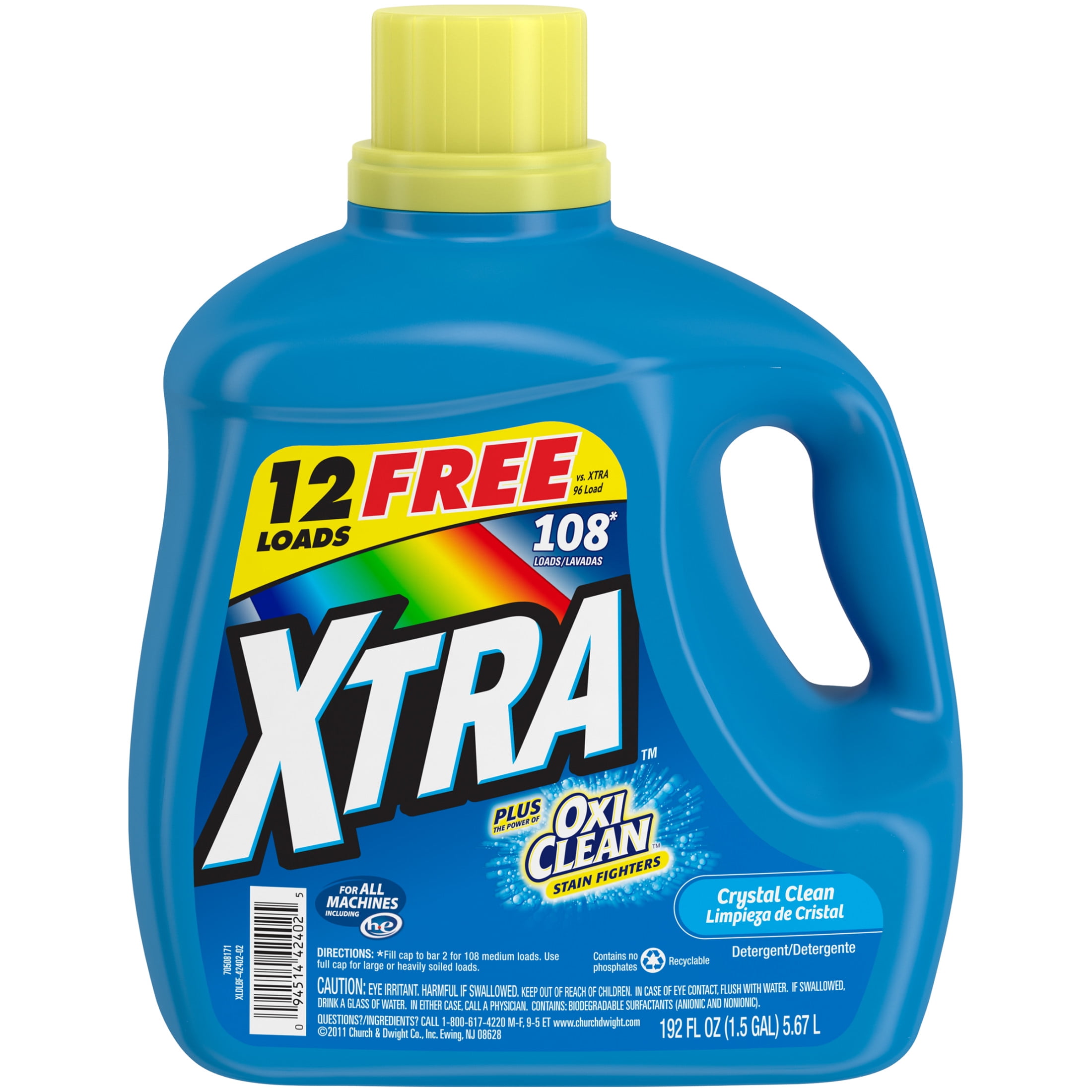 Xtra Plus OxiClean Stain Fighting Liquid Laundry Detergent, Crystal ...