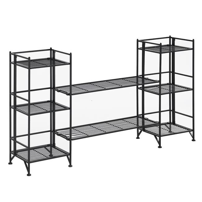 Xtra Storage 3 Tier Folding Metal Shelves with Deluxe Extension Shelves ...