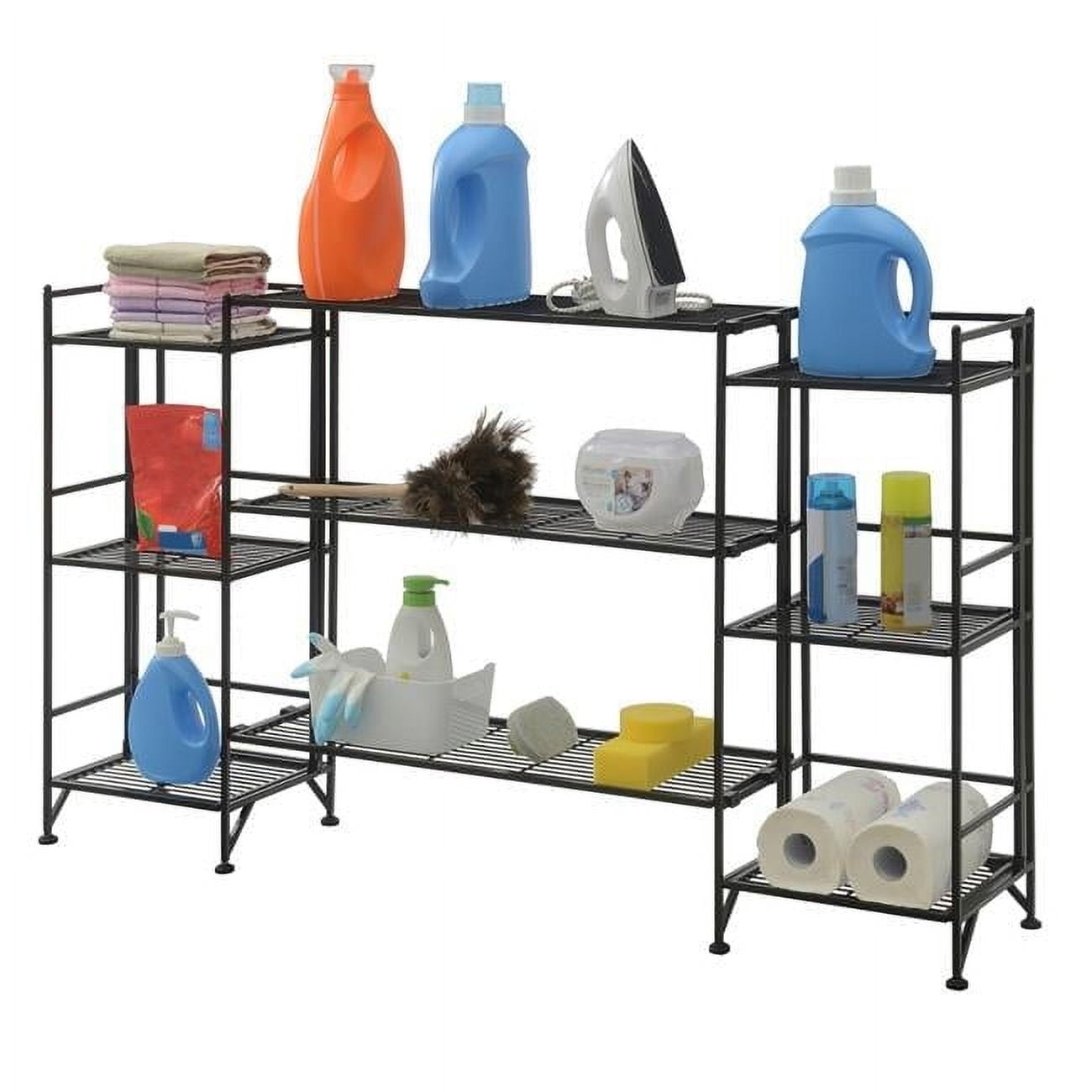 Xtra Storage 3 Tier Folding Metal Shelves with Deluxe Extension Shelves ...