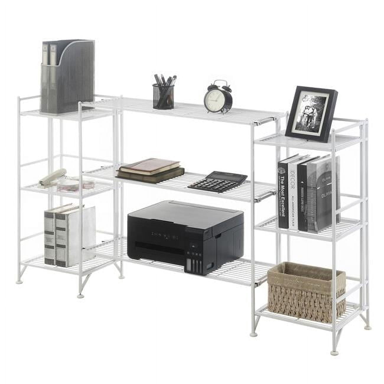 Xtra Storage 3 Tier Folding Metal Shelves with Deluxe Extension Shelves ...