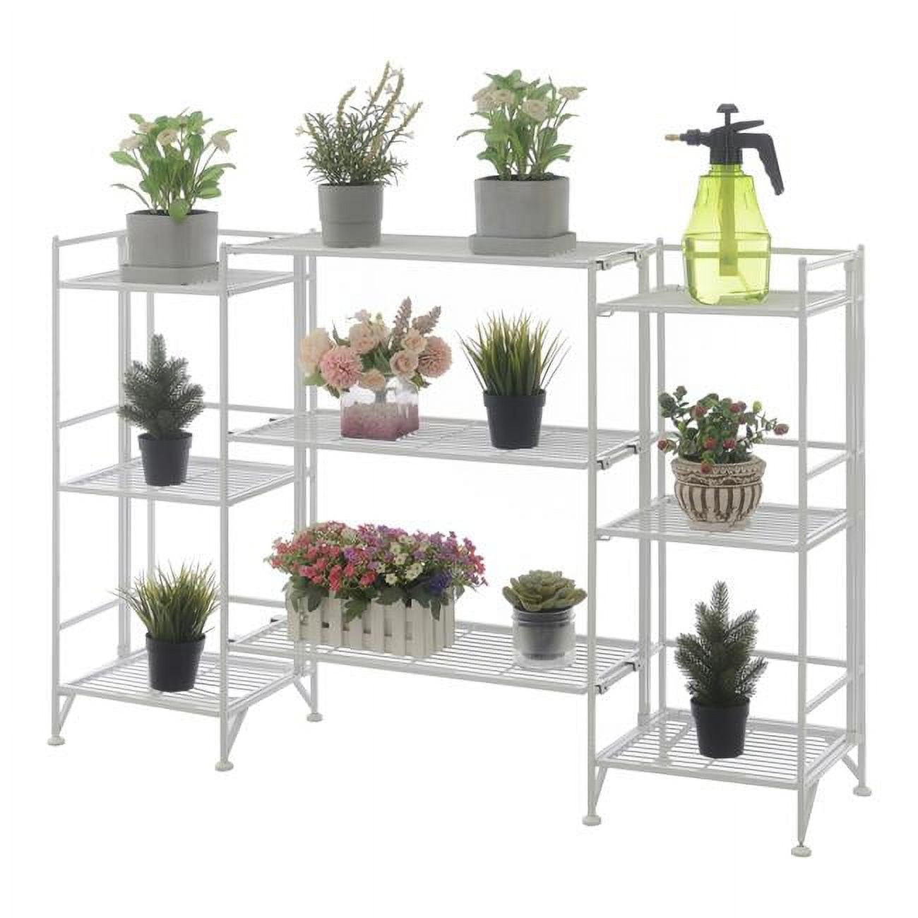 Xtra Storage 3 Tier Folding Metal Shelves with Extension Shelves, White ...