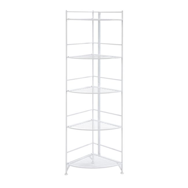 Xtra Storage 5 Tier Folding Metal Corner Shelf, White - Walmart.com