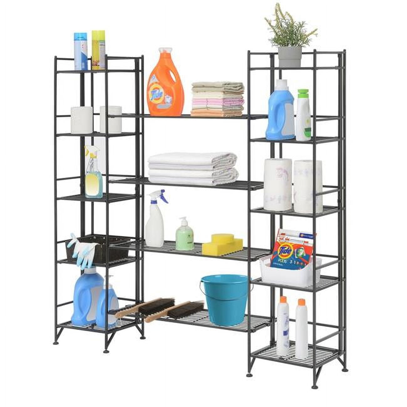 Xtra Storage 5 Tier Folding Metal Shelves with Four Deluxe Extension ...