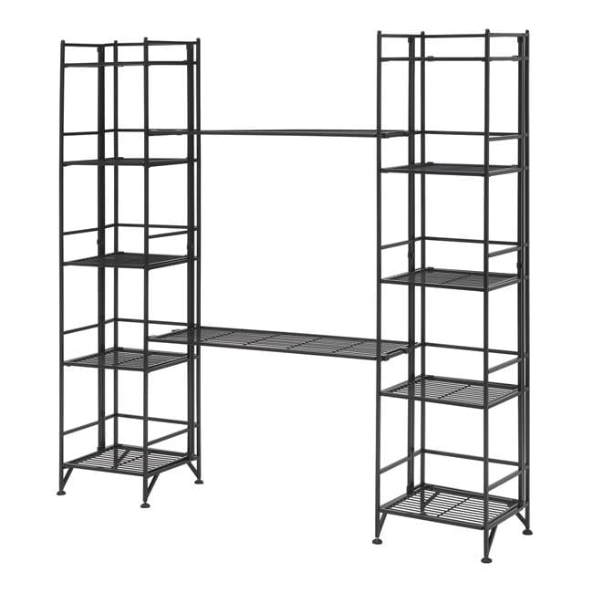 Xtra Storage 5 Tier Folding Metal Shelves with Two Deluxe Extension ...