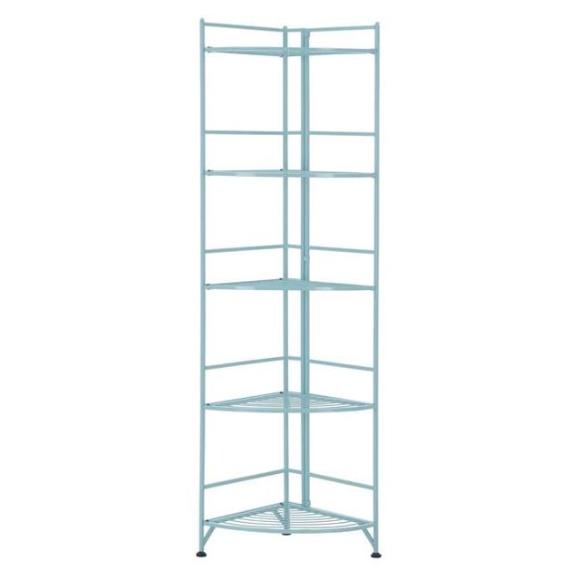 Xtra Storage Five-Tier Folding Corner Shelf - Green, Metal - 13.75 x 13 ...