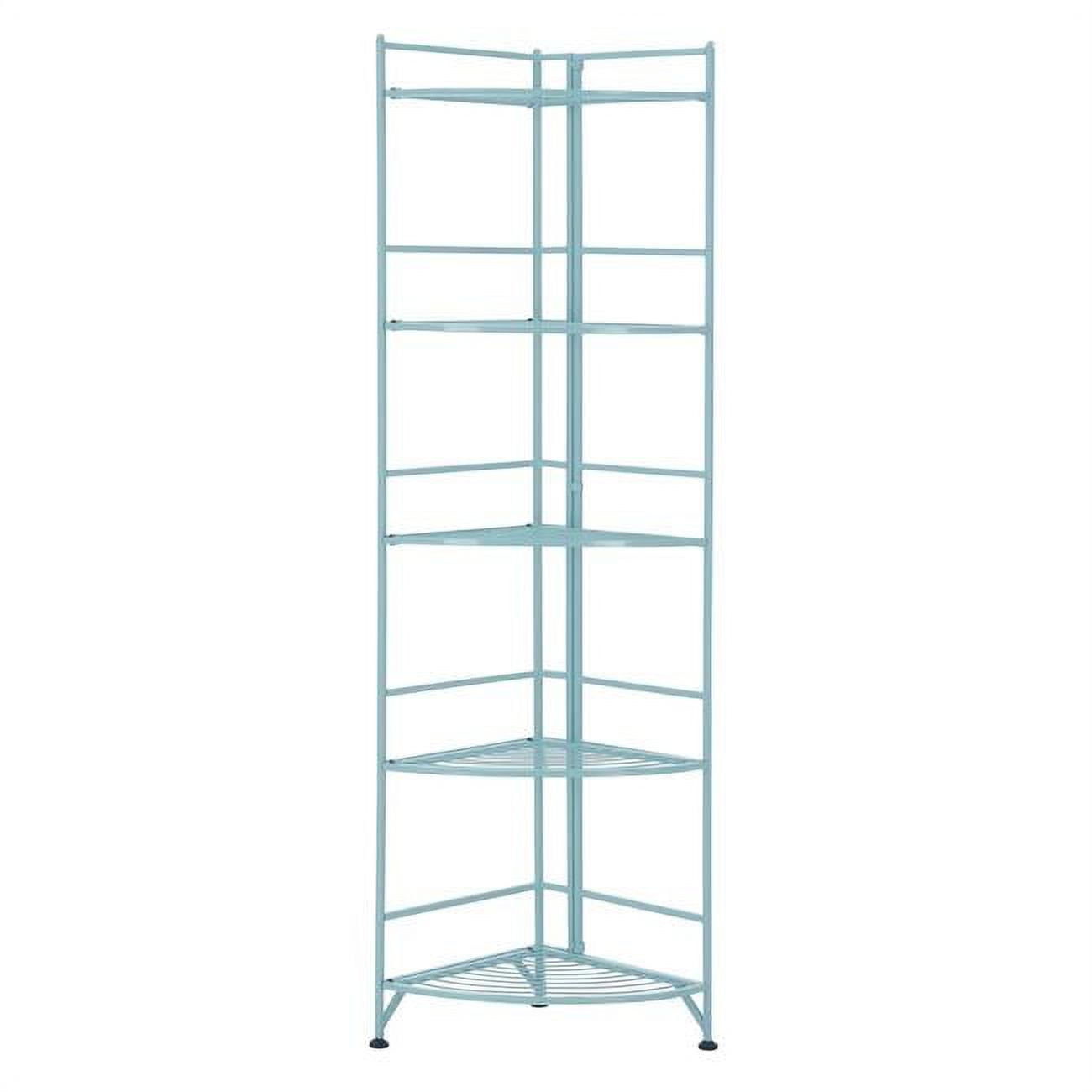Xtra Storage Five-Tier Folding Corner Shelf - Green, Metal - 13.75 x 13 ...