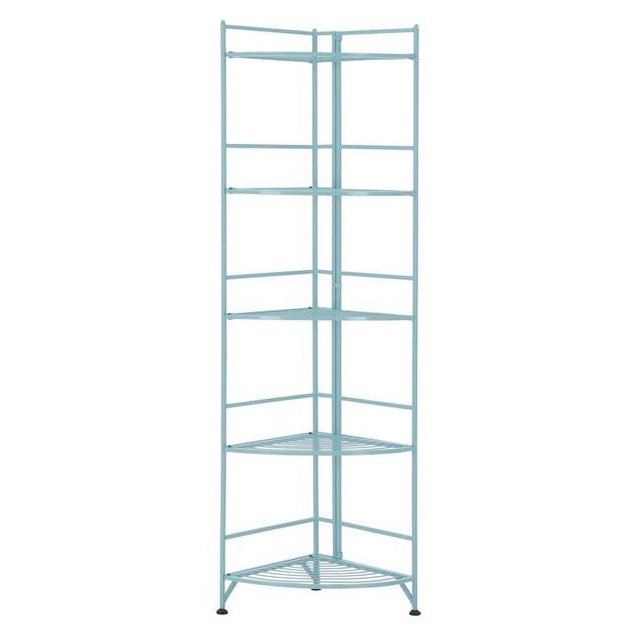 Xtra Storage Five-Tier Folding Corner Shelf - Green, Metal - 13.75 x 13 ...