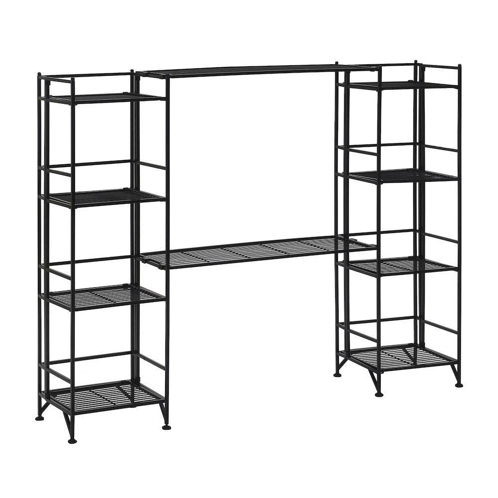 Xtra Storage Four-Tier Folding Black Metal Shelves with Two Extension ...