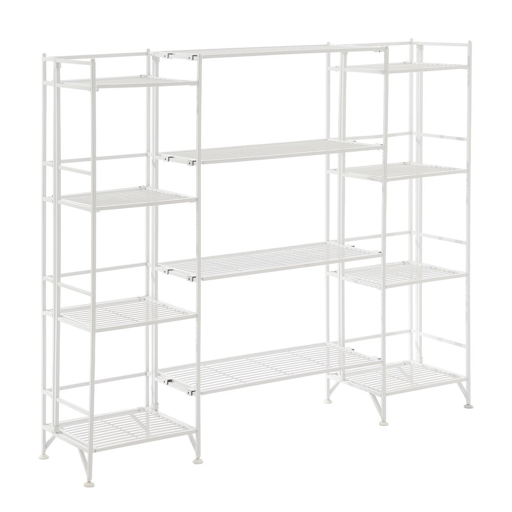 Xtra Storage Four-Tier Folding White Metal Shelves with Four Extension ...
