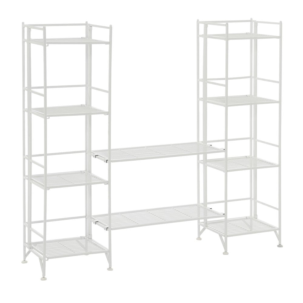Xtra Storage Four-Tier Folding White Metal Shelves with Two Extension ...